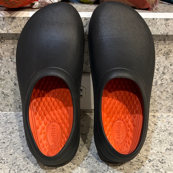 CROCS | Shoes | Crocs On The Clock Lite Ride Work Slipon Black Clogs Sz ...